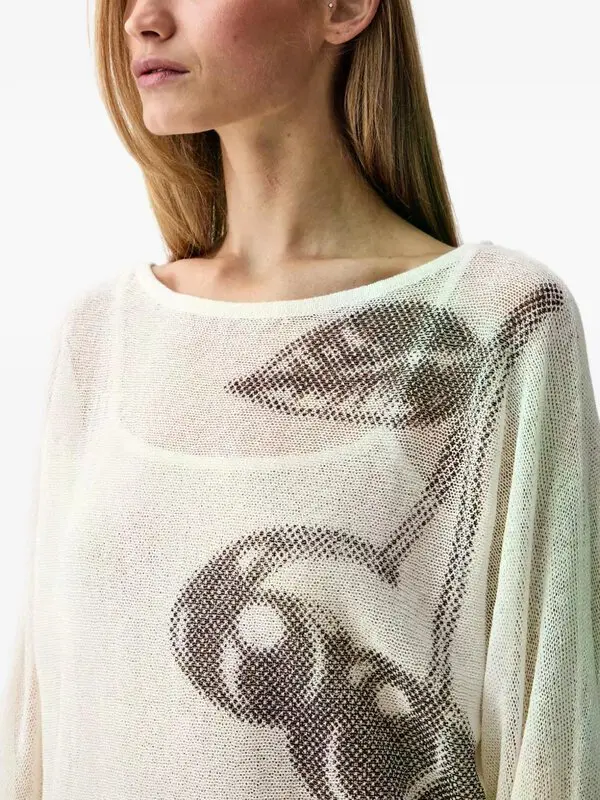 Miss Sixty Cherry-print Batwing-sleeve Sweater