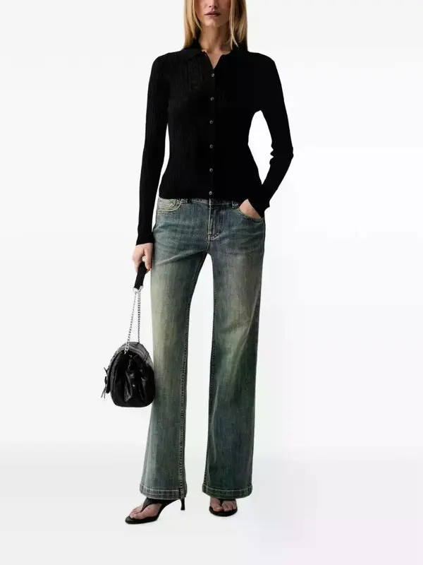 Miss Sixty Ribbed Embroidered Cardigan - Black