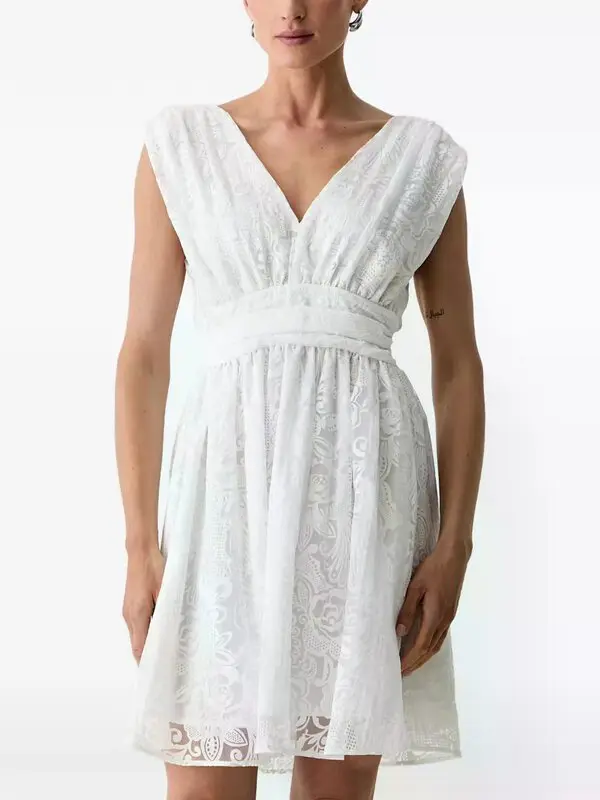 MORGAN Lace-overlay Mini Dress - White