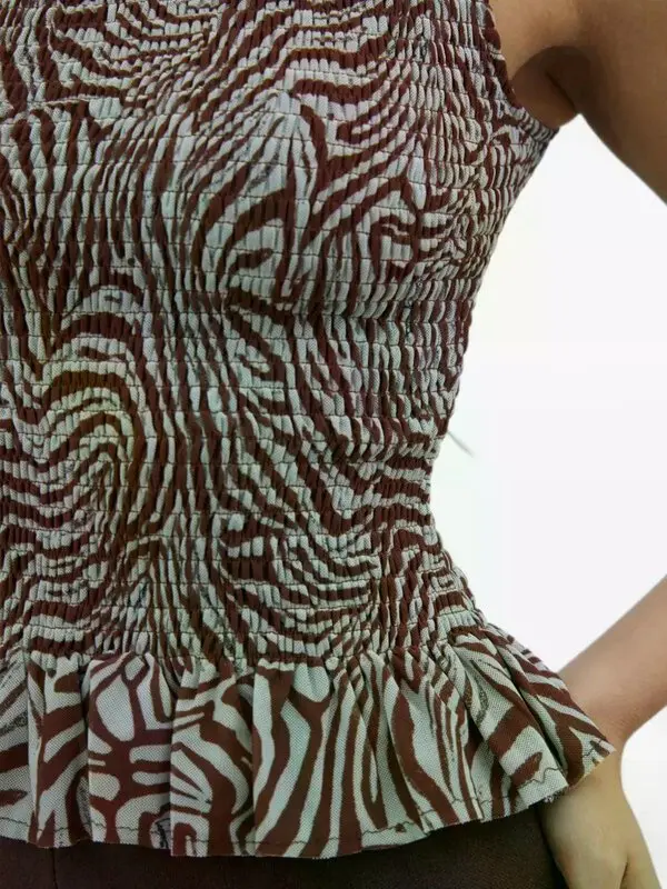 HOUSE OF SUNNY Zebra Print Smocked Top