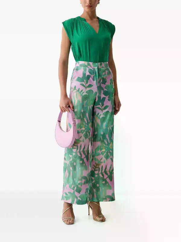 MORGAN Floral Print Wide Leg Trousers