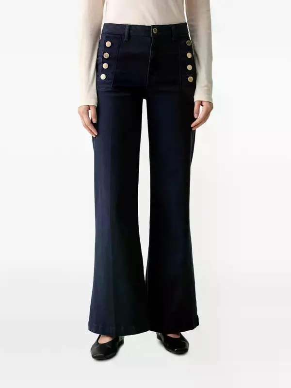 VICOLO Button-detail Flared Jeans - Blue