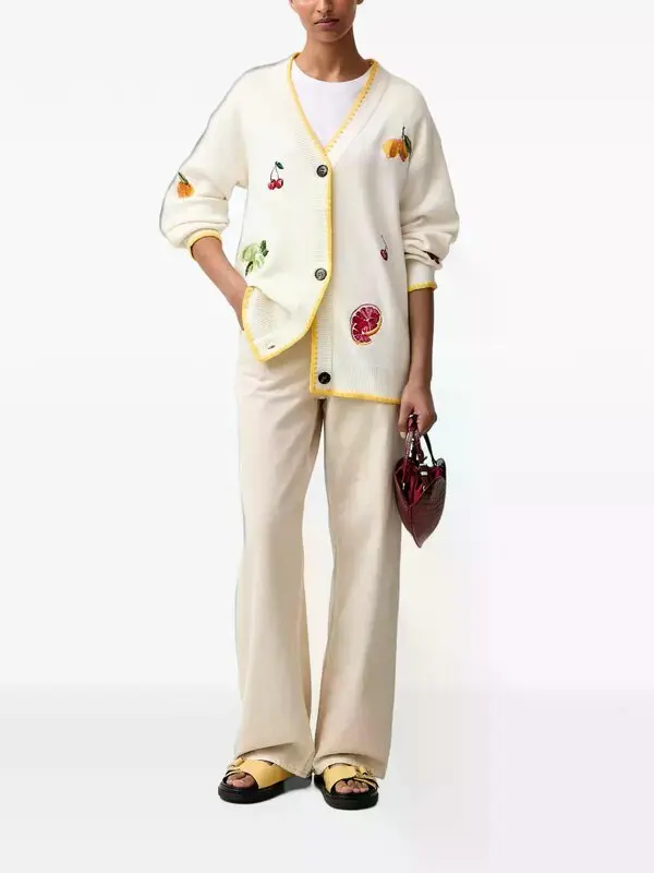 NEVER FULLY DRESSED Fruit-embroidered Long-sleeve Cardigan