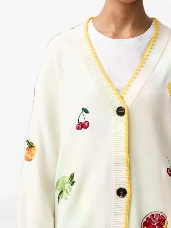 NEVER FULLY DRESSED Fruit-embroidered Long-sleeve Cardigan