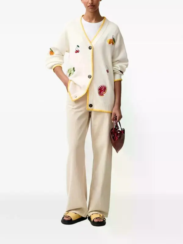 NEVER FULLY DRESSED Fruit-embroidered Long-sleeve Cardigan