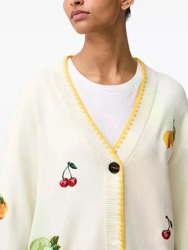 NEVER FULLY DRESSED Fruit-embroidered Long-sleeve Cardigan