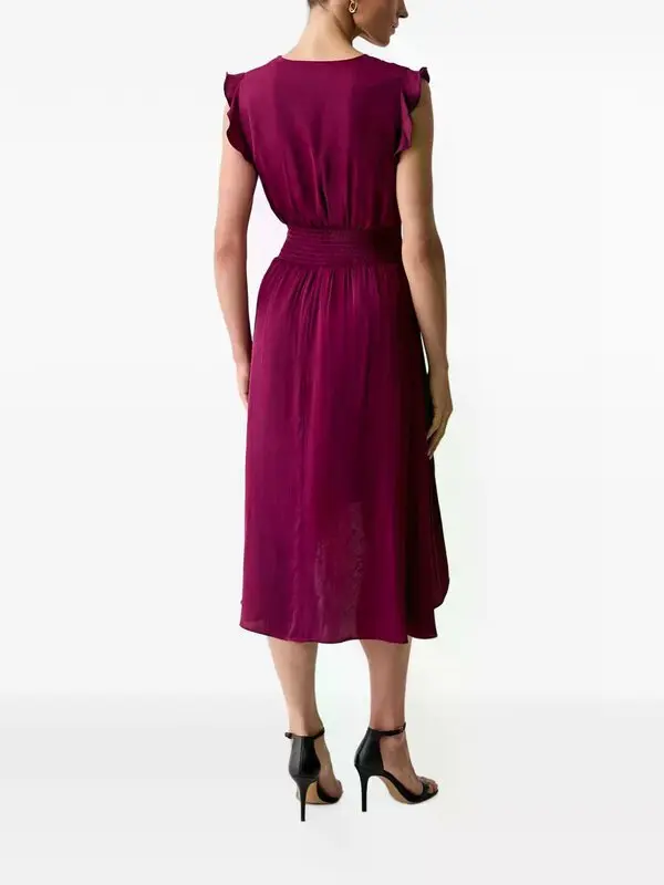 MORGAN Ruffled-sleeve Asymmetrical V-neck Wrap Dress