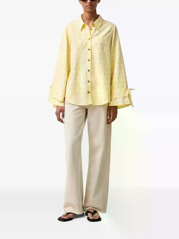 NEVER FULLY DRESSED Stud-embellished Striped Shirt - Yellow
