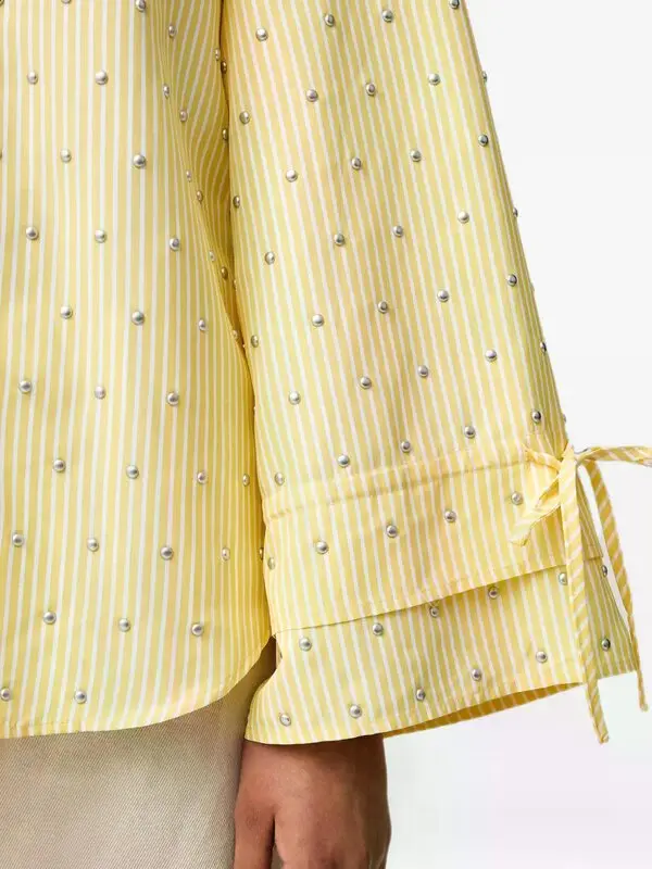 NEVER FULLY DRESSED Stud-embellished Striped Shirt