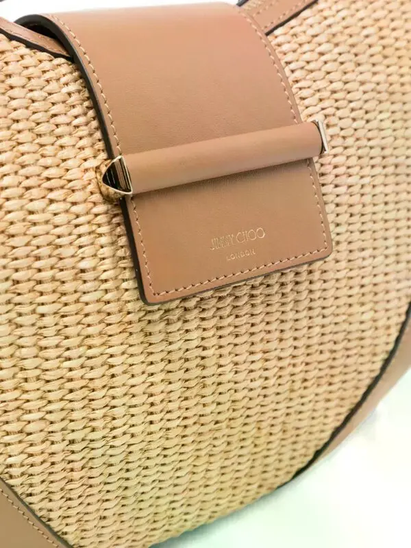 JIMMY CHOO Woven-panel Leather Shoulder Bag
