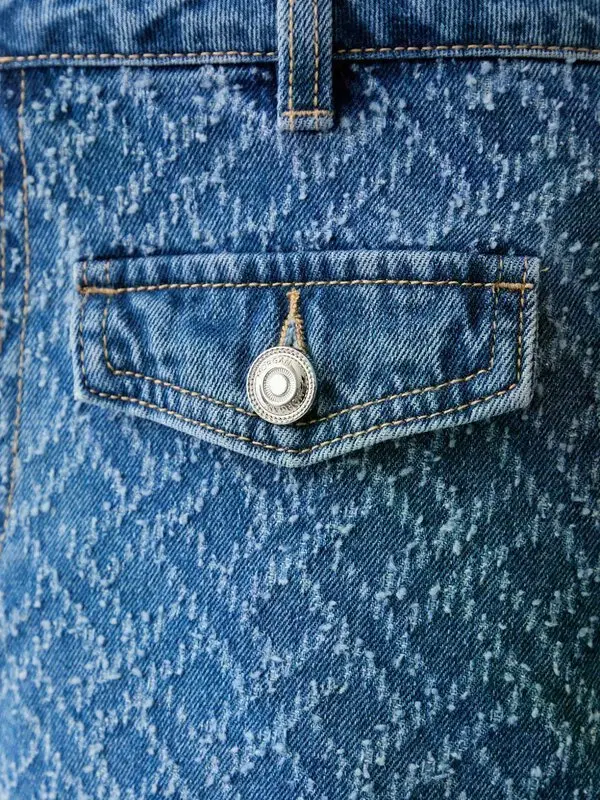 MORGAN Monogram-jacquard Denim Shorts