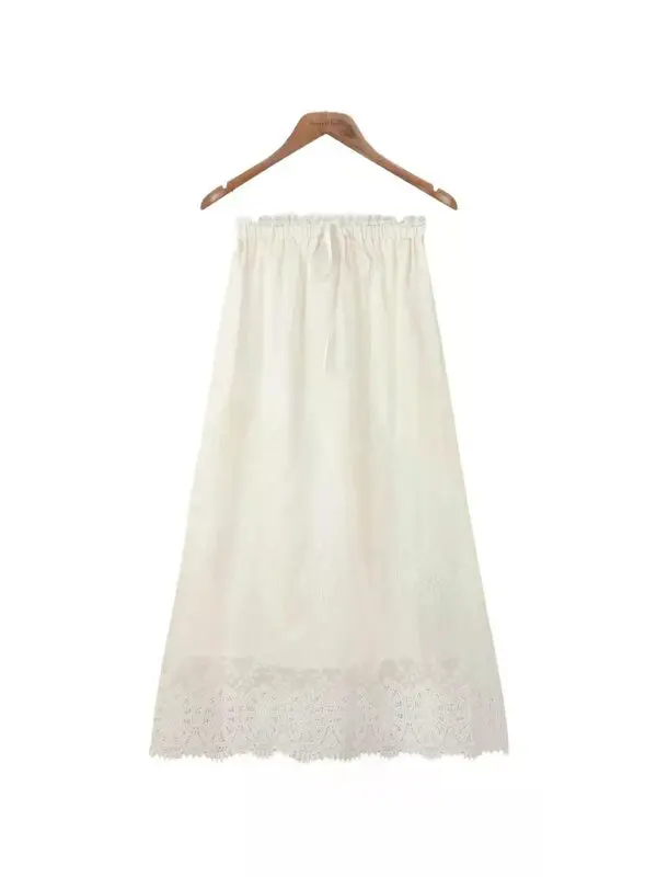 HOUSE OF SUNNY Blossom Lace-trim A-line Maxi Skirt - White