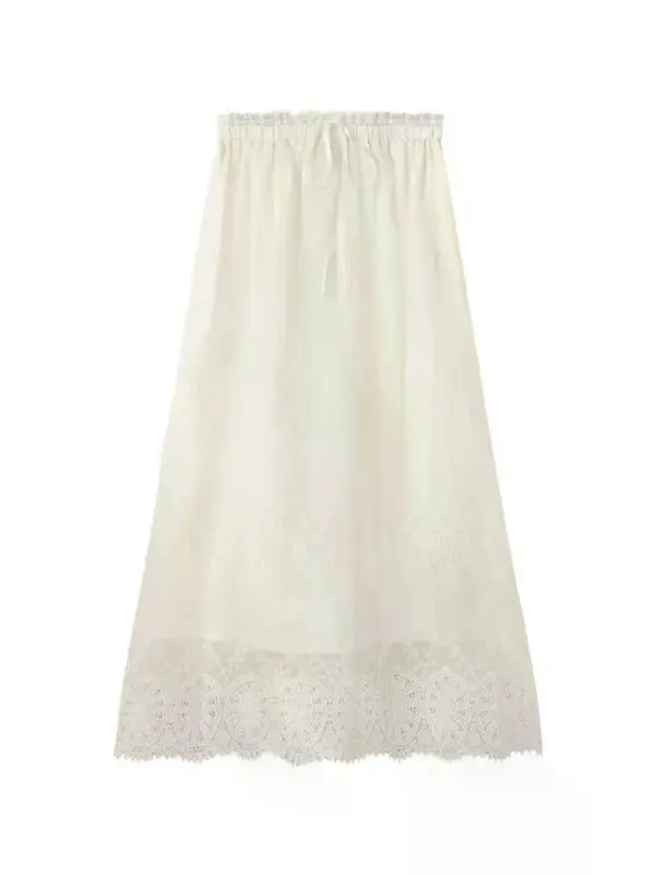 HOUSE OF SUNNY Blossom Lace-trim A-line Maxi Skirt - White