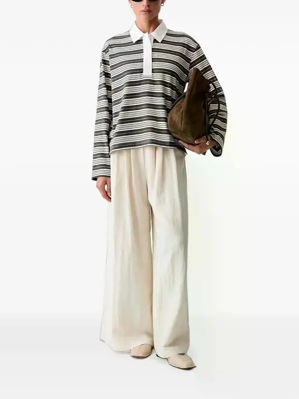 Rag & Bone Kelly Striped Long-sleeve Cotton Polo Shirt - Green