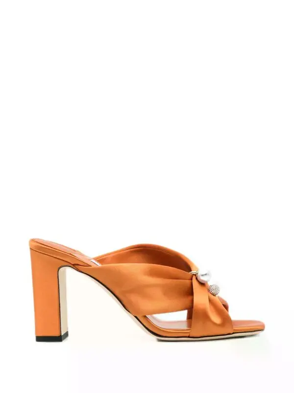 JIMMY CHOO Pearl-embellished Peep-toe Sandals - Orange