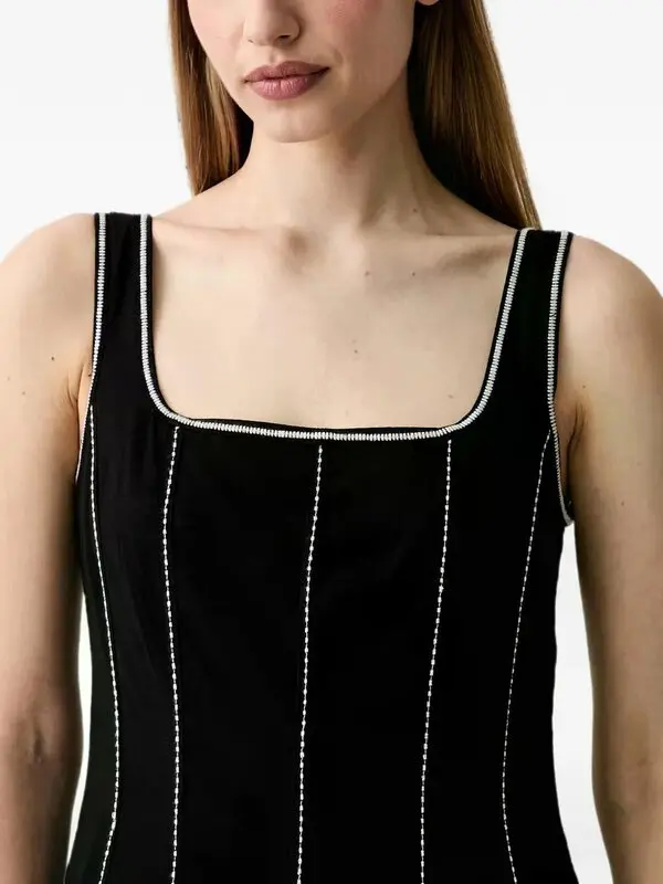 PEDRO DEL HIERRO Contrast Topstitched Square Neck Dress