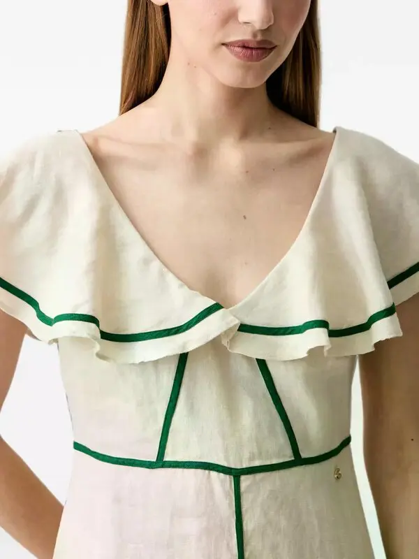 PEDRO DEL HIERRO Ruffled Contrast-trim Midi Dress