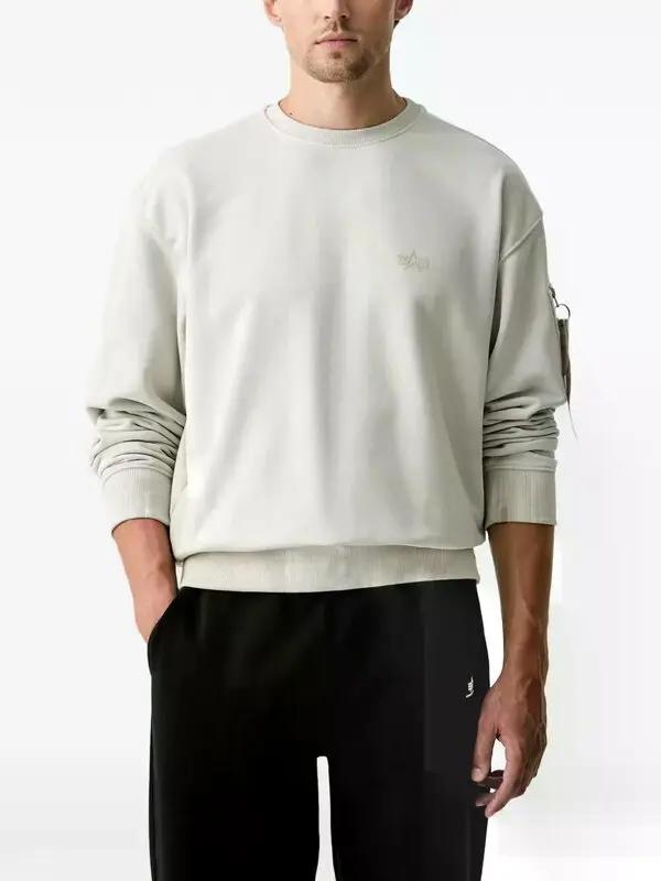 Alpha Industries Logo-embroidered Zip-pocket Sweatshirt - Neutrals