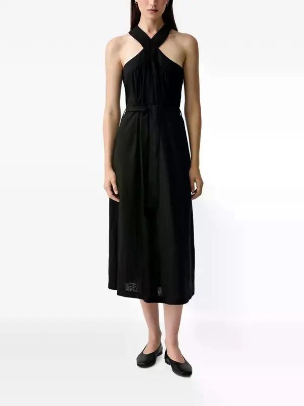 VICOLO Midi Dress With Crossover Straps And Belt