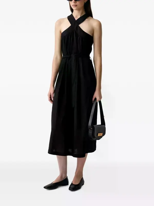 VICOLO Midi Dress With Crossover Straps And Belt