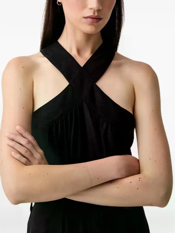 VICOLO Midi Dress With Crossover Straps And Belt