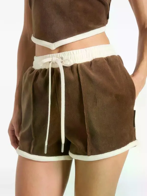 Manière De Voir Contrast Velour Mini Shorts - Brown