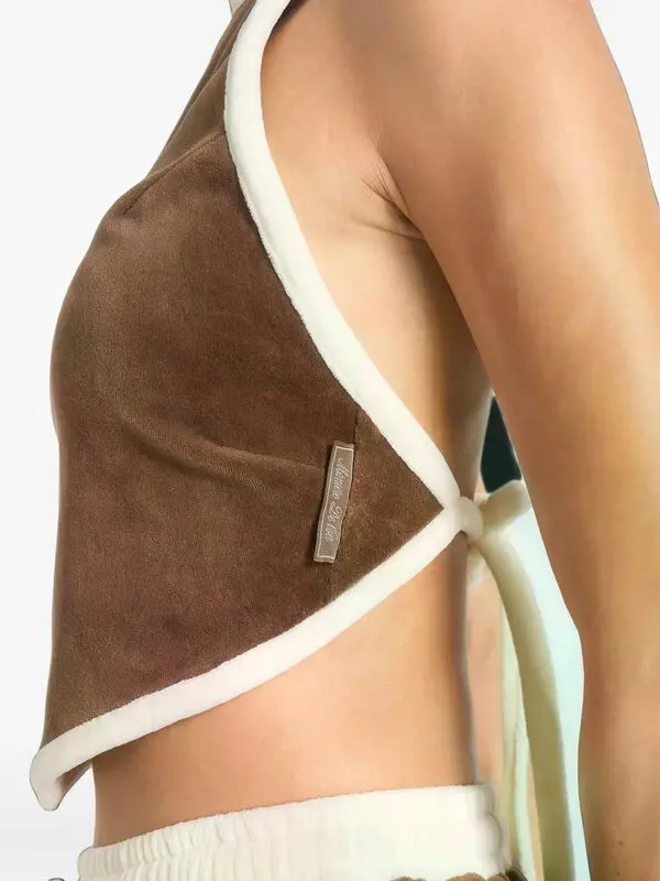Manière De Voir Contrast Velour Halter Top - Brown