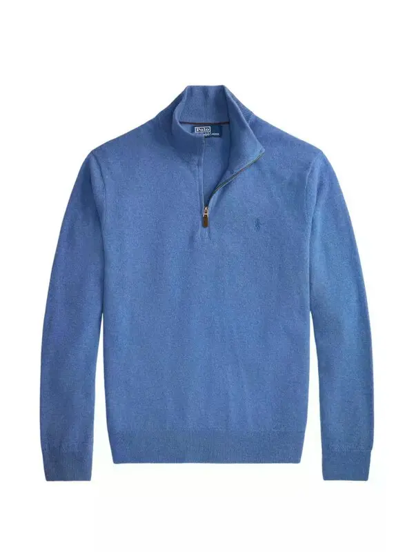 Polo Ralph Lauren Wool Quarter-zip Sweater With Pony Embroidery - Blue