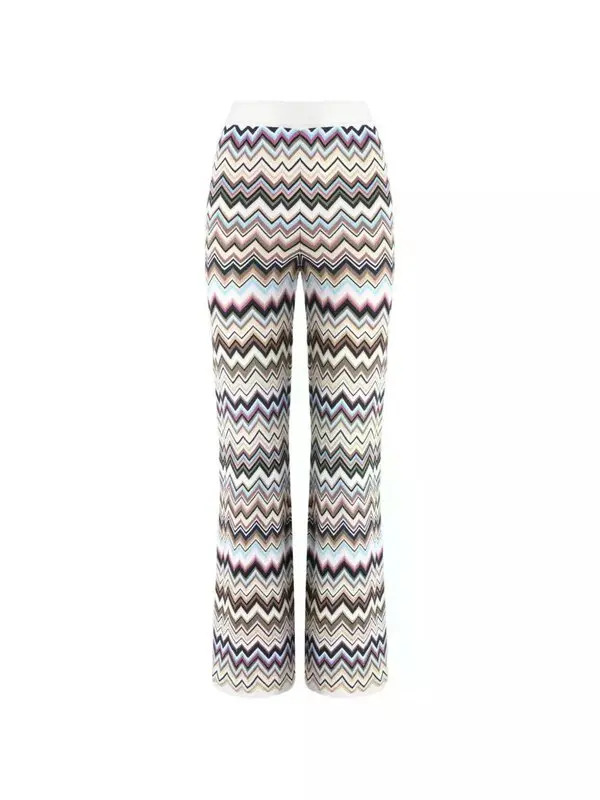 Missoni Zigzag-knit Flared Trousers - White