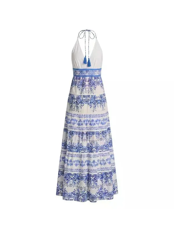 Alice + Olivia Karolina Smocked-waist Tiered Maxi Dress - White