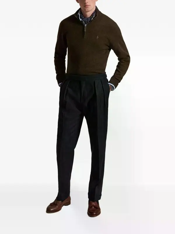 Polo Ralph Lauren Quarter-zip Embroidered Pony Sweater - Brown