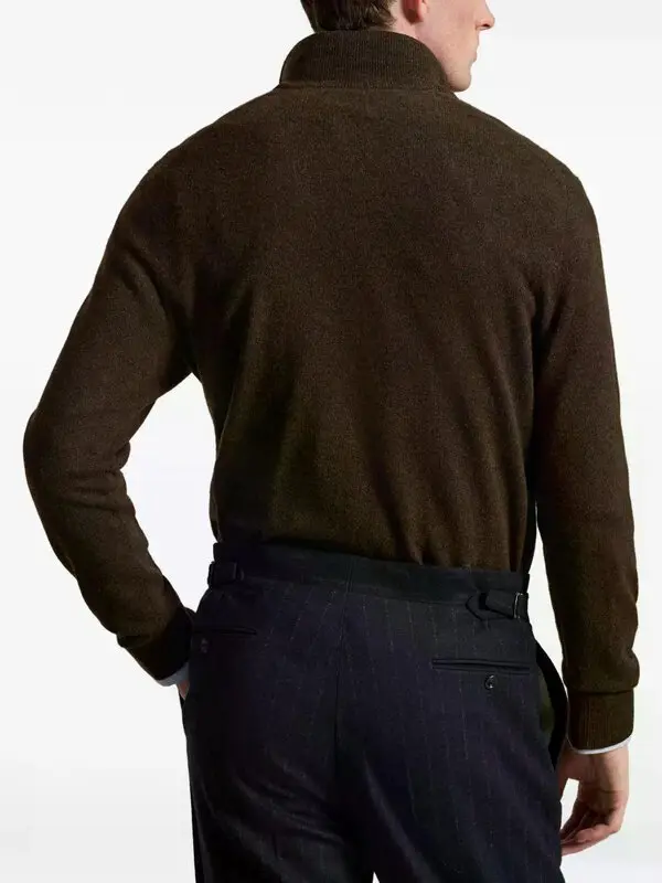 Polo Ralph Lauren Quarter-zip Embroidered Pony Sweater - Brown