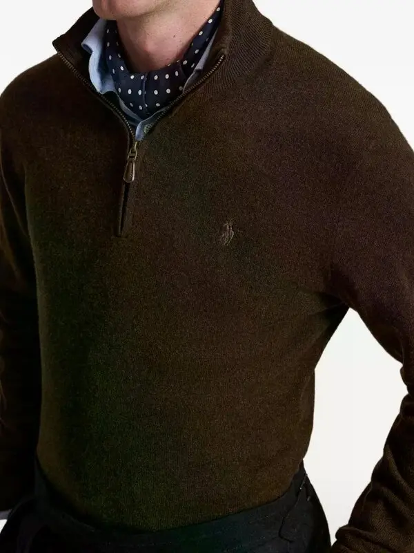 Polo Ralph Lauren Quarter-zip Embroidered Pony Sweater - Brown