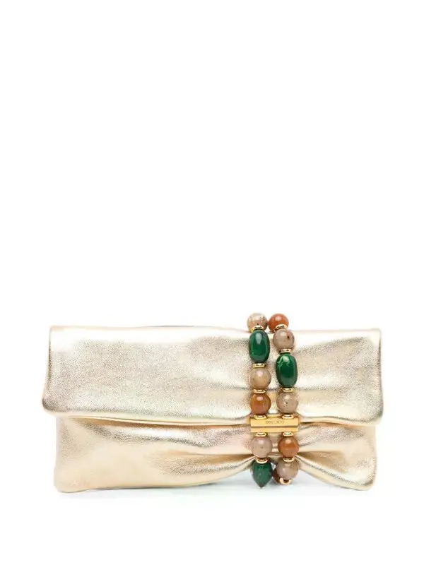 JIMMY CHOO Bead-embellished Metallic Shoulder Bag