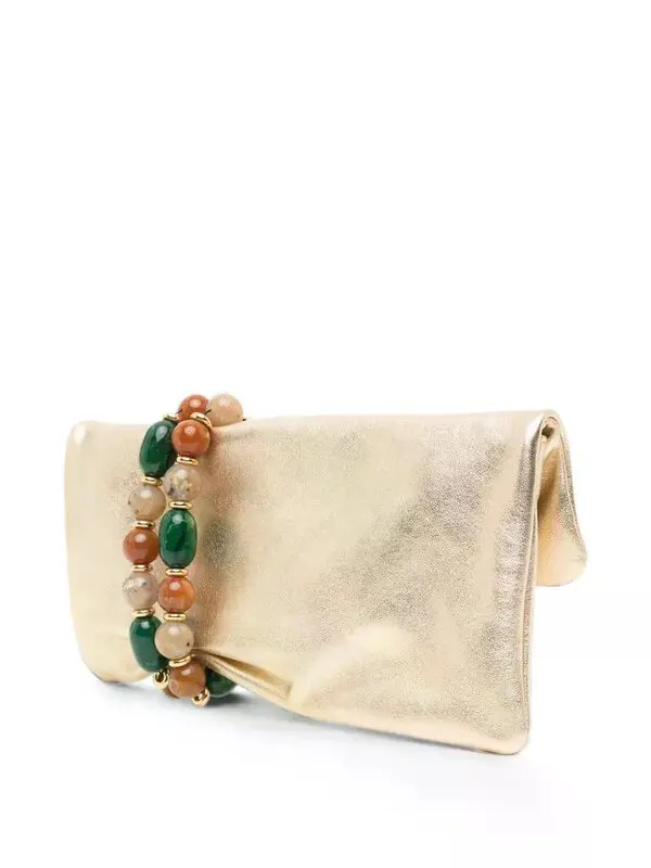 JIMMY CHOO Bead-embellished Metallic Shoulder Bag