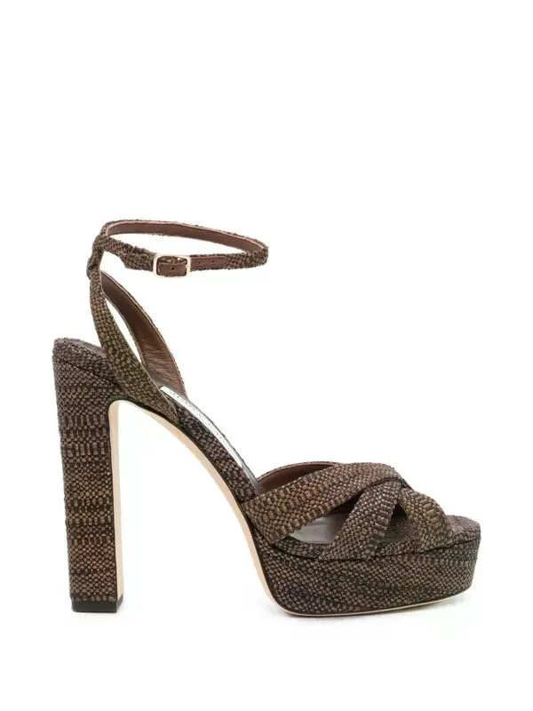 JIMMY CHOO Kove 120 Woven Sandals - Brown