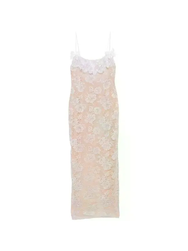 Alessandra Rich Sequin-embroidered Lace Maxi Dress - Neutrals