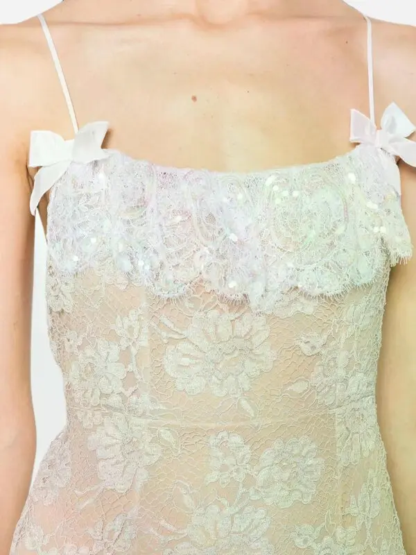 Alessandra Rich Sequin-embroidered Lace Maxi Dress - Neutrals