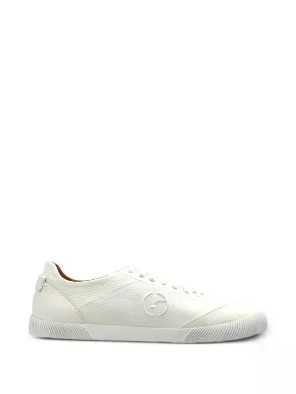 Giorgio Armani Embossed-logo Leather Sneakers
