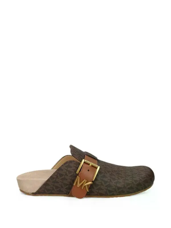 Michael Kors Monogram-pattern Buckle-fastening Mules - Brown
