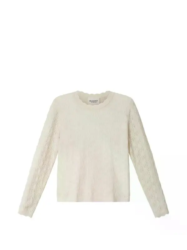 MARANT ETOILE Obeline Openwork-knit Scalloped-trim Sweater - White