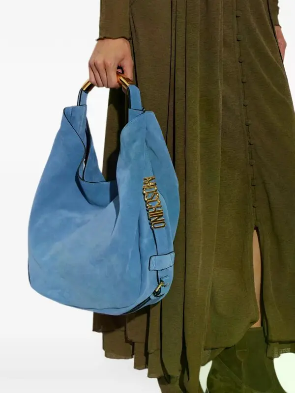 Moschino Medium Handle Me Suede Tote Bag - Blue