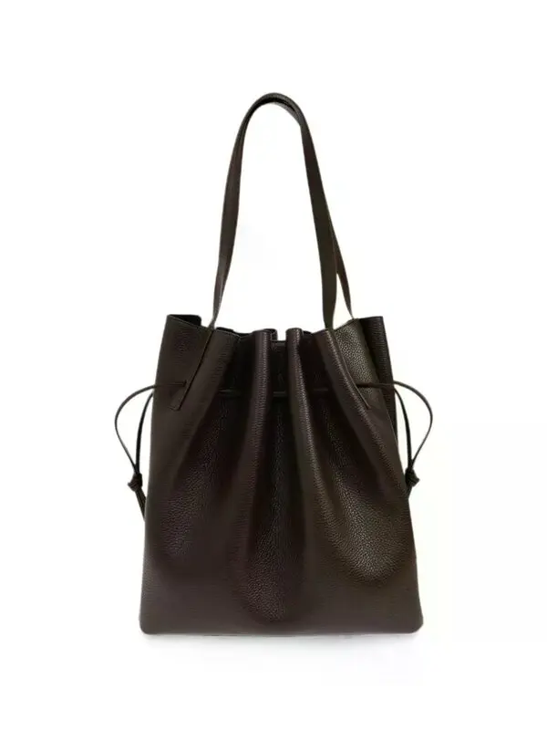 Yuzefi Scallop Pebble-grain Leather Tote Bag - Brown