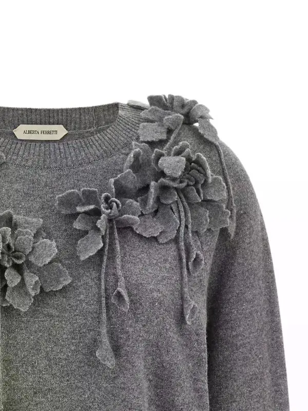 Alberta Ferretti Flower-embroidered Wool Sweater