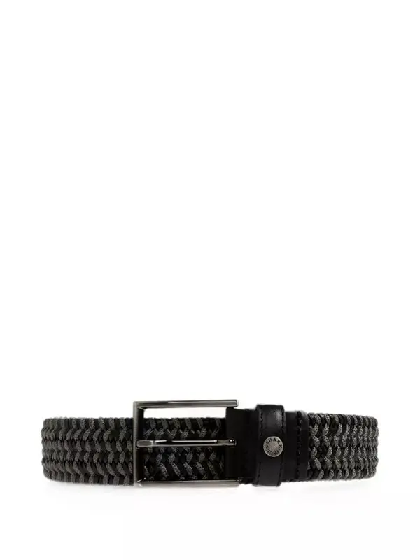 Paul & Shark Braided Leather-trim Belt - Black