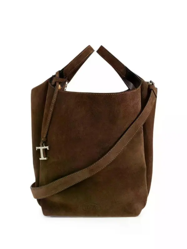 TOD'S T Timeless Suede Tote Bag - Brown