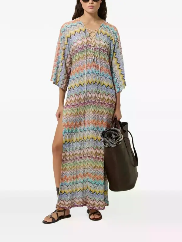 Missoni Long Lamé Cover-up Caftan - Neutrals
