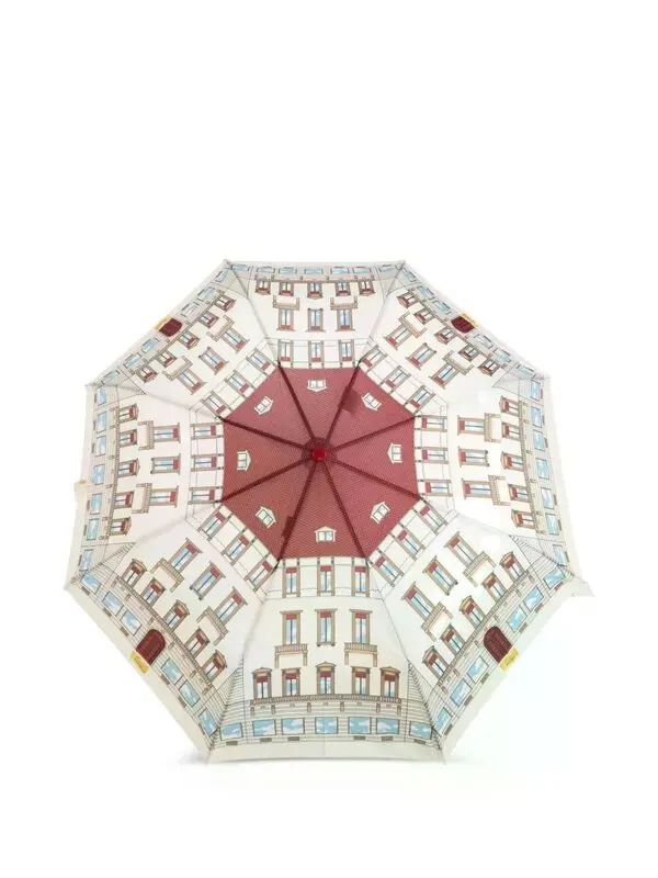 Moschino Building-print Folding Umbrella - Neutrals