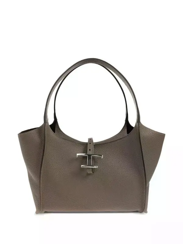 TOD'S Small T Timeless Leather Tote Bag - Grey