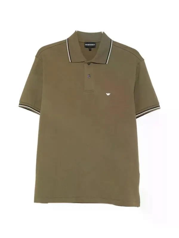 Emporio Armani Logo-embroidered Tipped Polo Shirt - Green